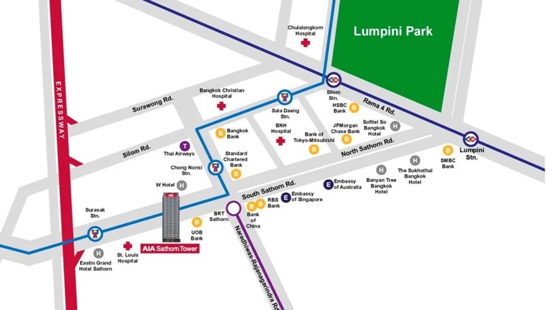 AIA Sathorn Tower Bangkok Office Space for Rent Sathon